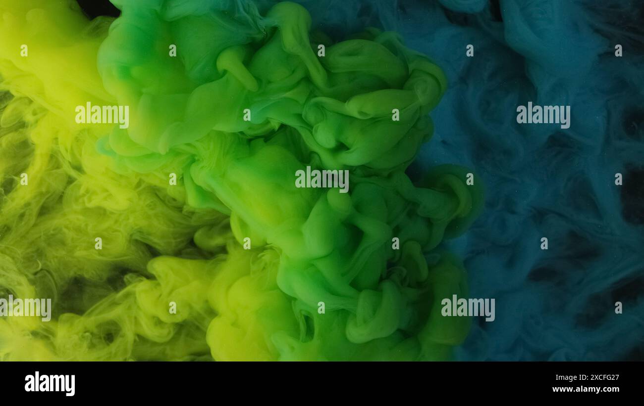 Paint water splash. Glitter mist texture. Defocused green blue color ...