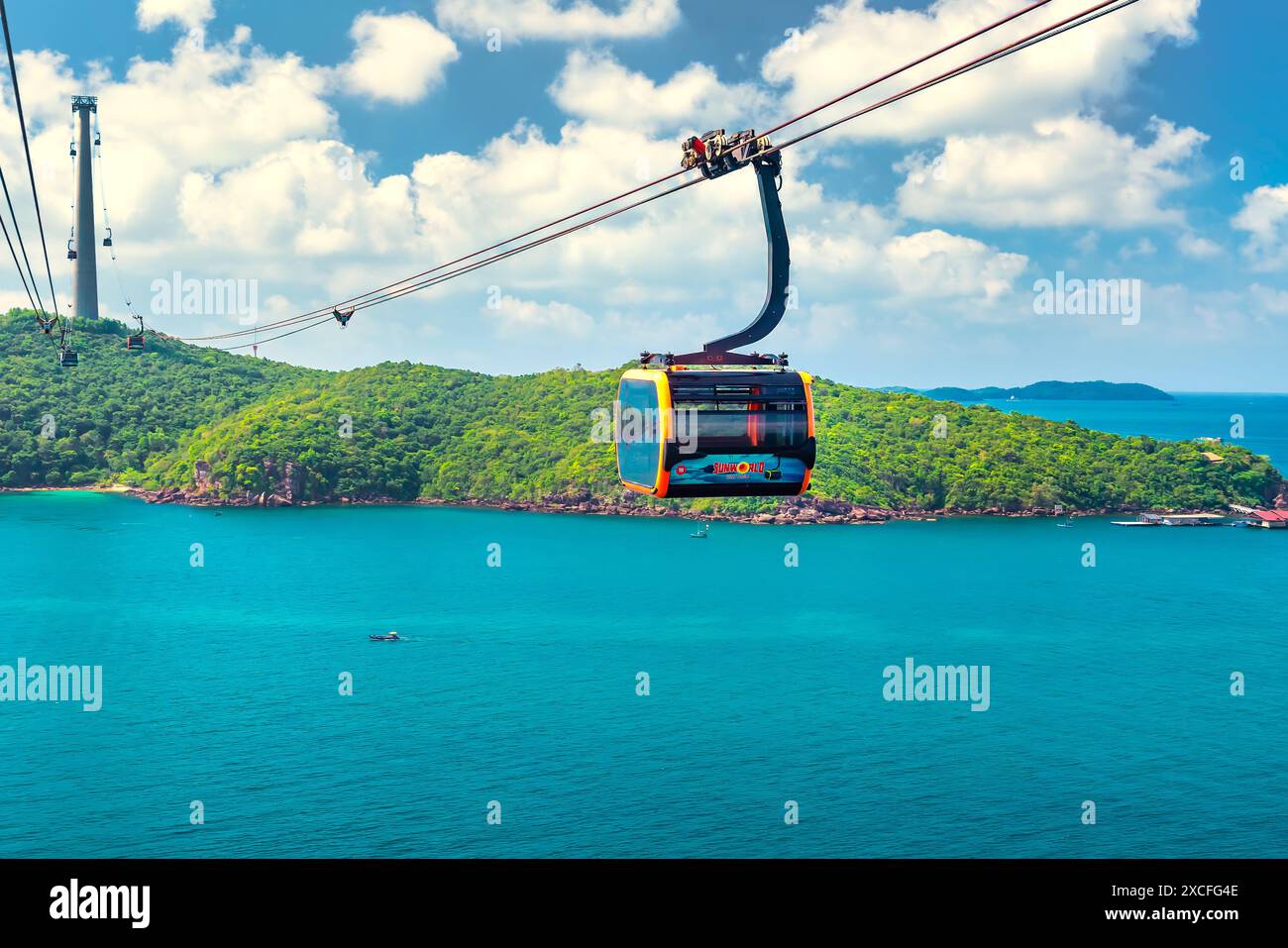 View of longest cable car ride in the world, Phu Quoc island, Vietnam ...