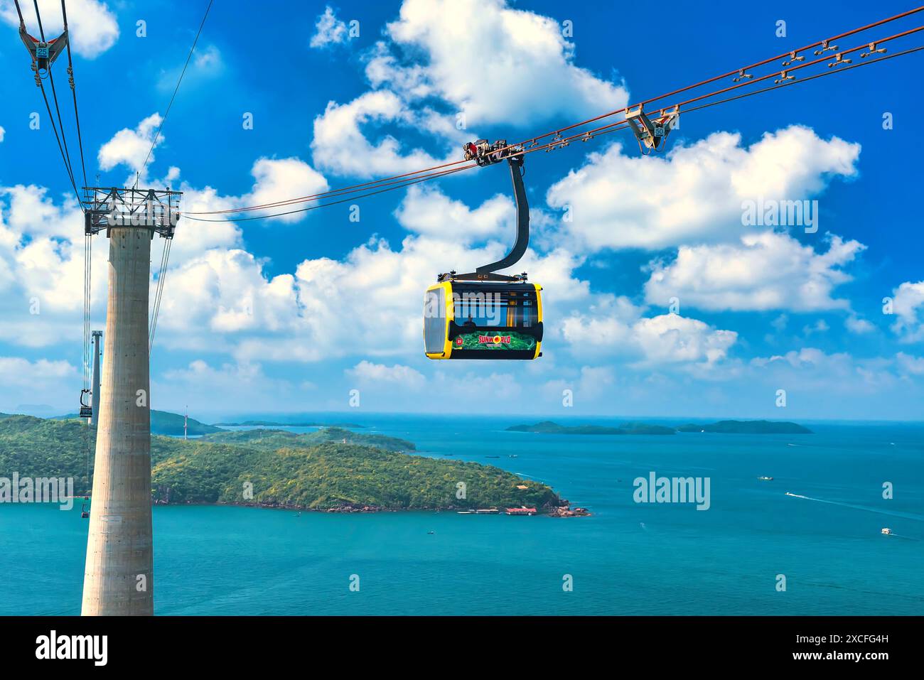 View of longest cable car ride in the world, Phu Quoc island, Vietnam ...