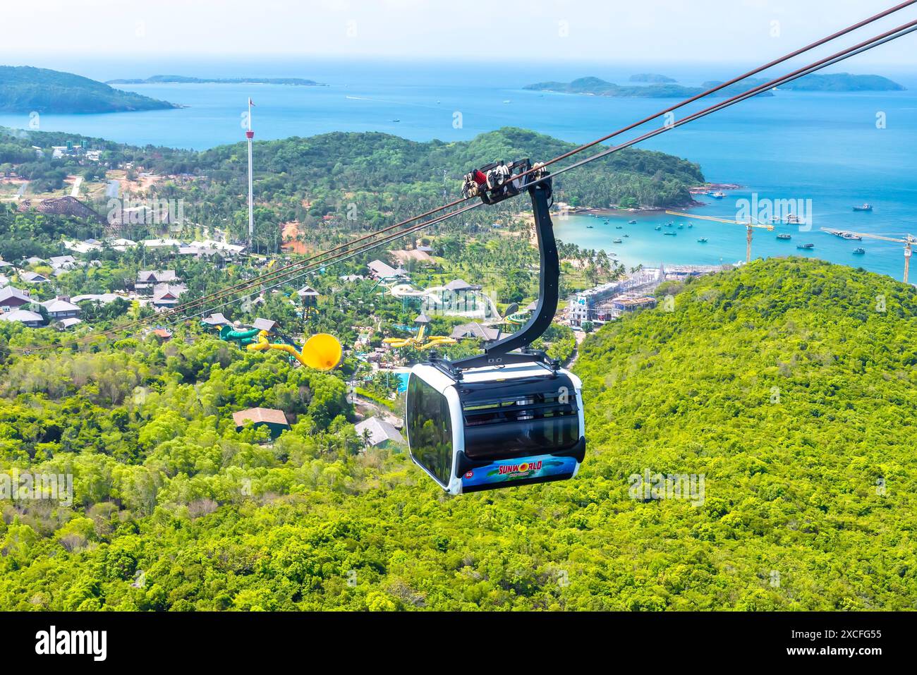 View of longest cable car ride in the world, Phu Quoc island, Vietnam ...