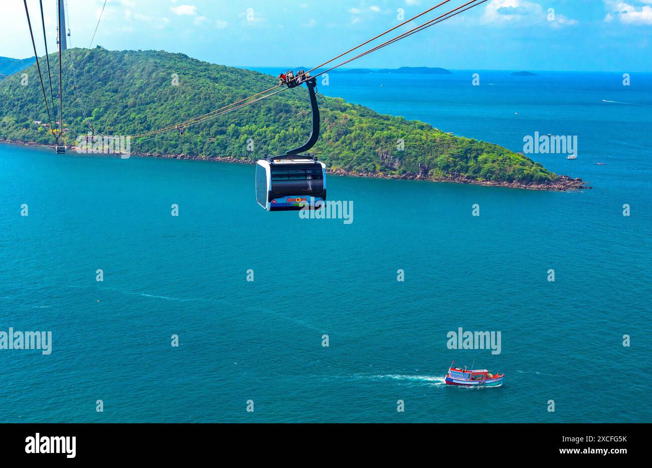 View of longest cable car ride in the world, Phu Quoc island, Vietnam ...