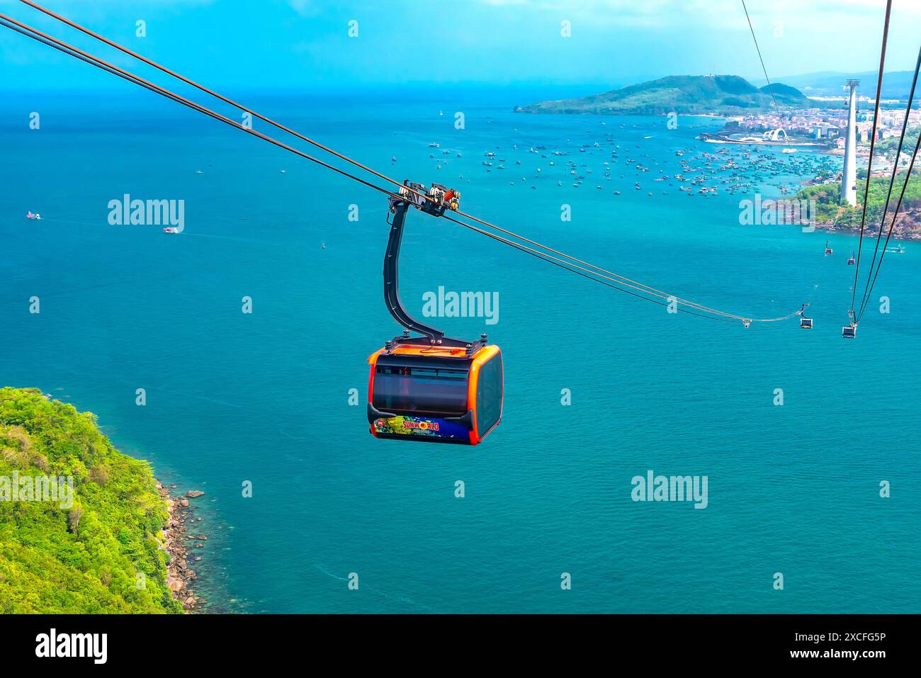 View of longest cable car ride in the world, Phu Quoc island, Vietnam ...