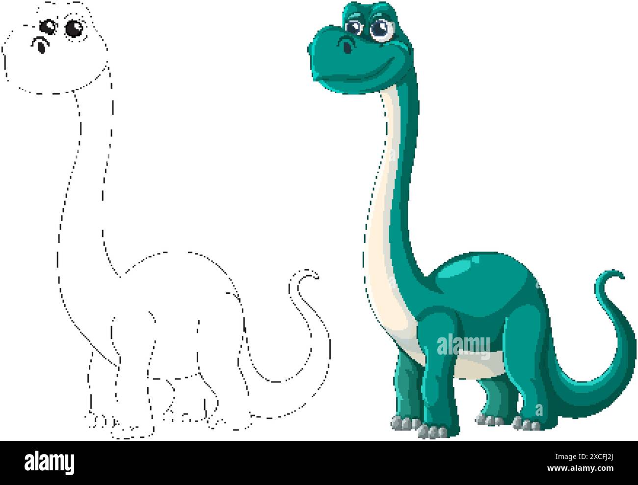 Colorful and outlined dinosaur side by side Stock Vector Image & Art ...