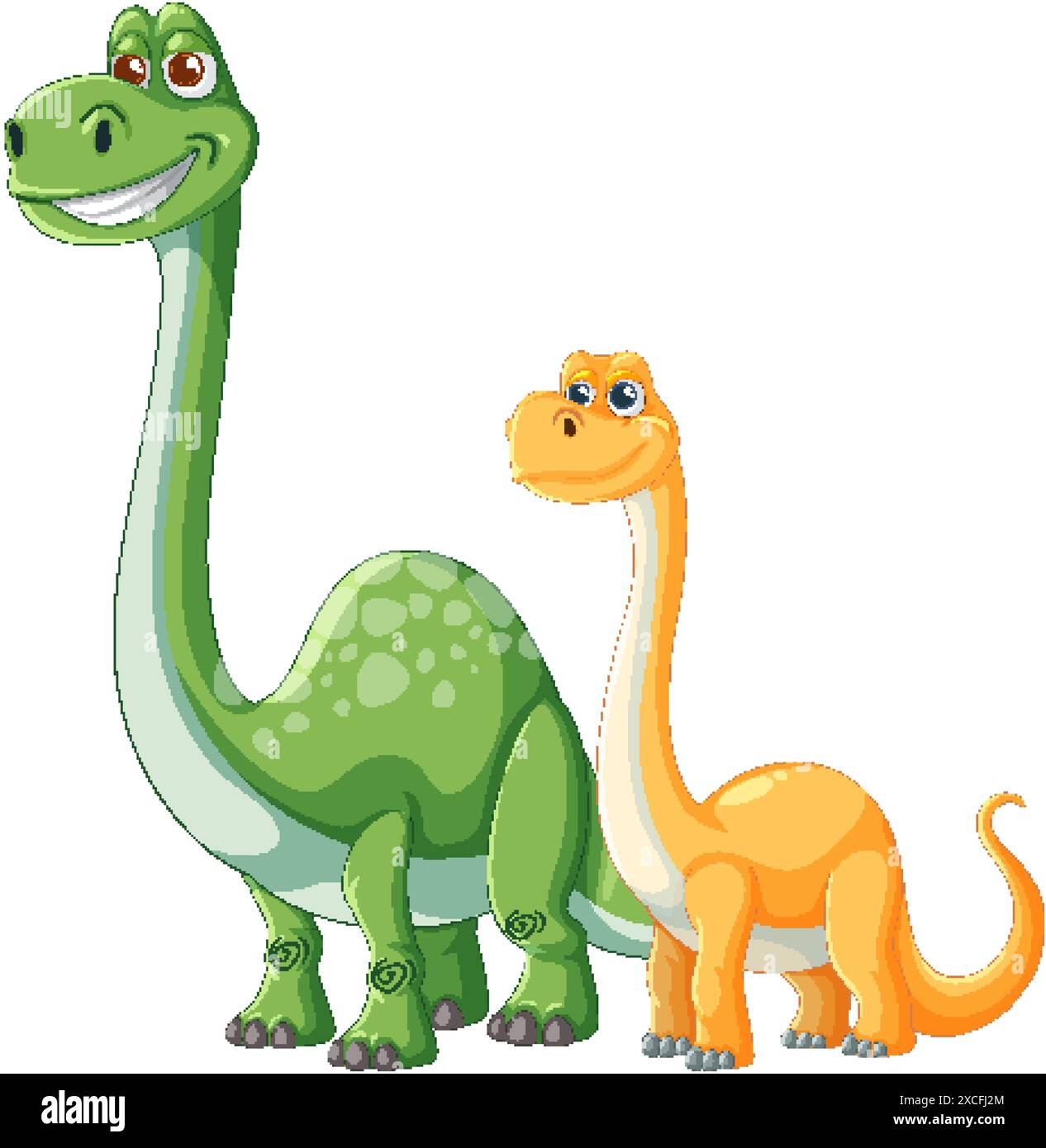 Two smiling dinosaurs standing together, looking happy Stock Vector ...