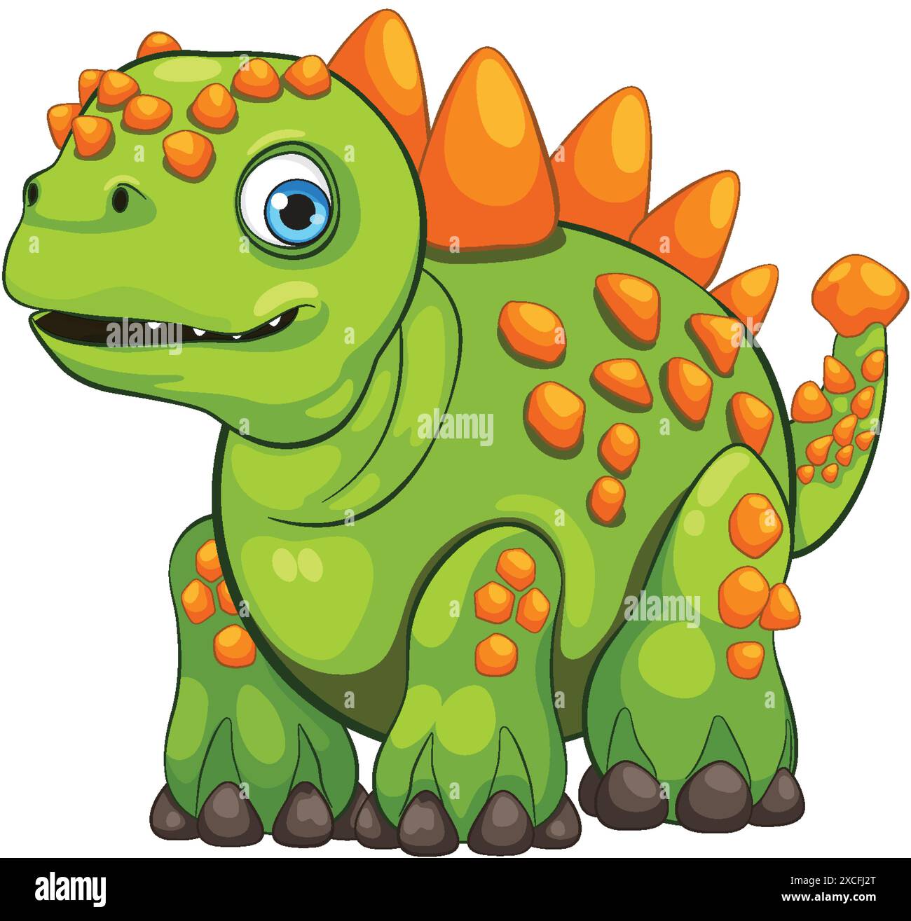 Adorable green dinosaur with orange spikes Stock Vector Image & Art - Alamy