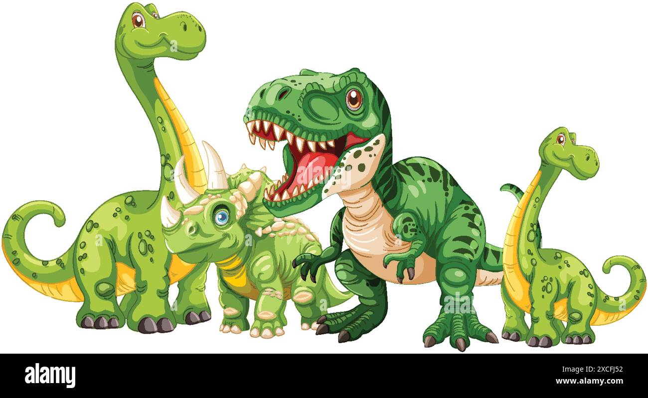 Group of happy green dinosaurs together Stock Vector Image & Art - Alamy
