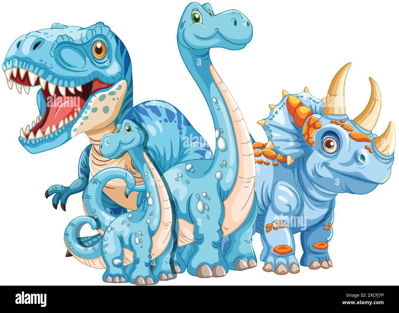 Adorable blue dinosaurs in a group illustration Stock Vector Image ...