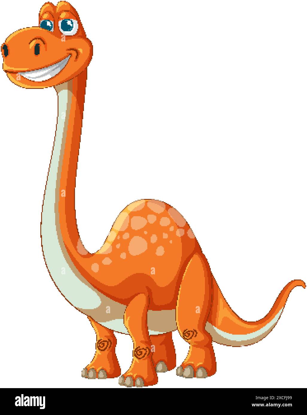 Happy orange dinosaur with a long neck Stock Vector Image & Art - Alamy