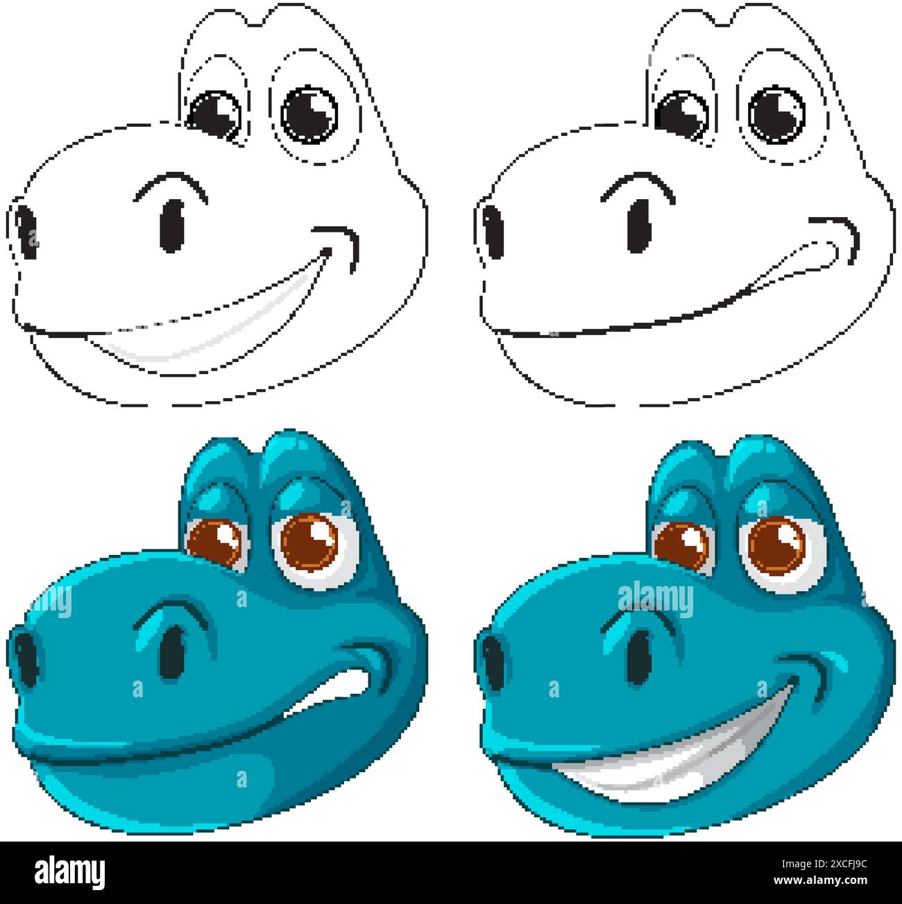 Four cartoon dinosaur faces with different expressions Stock Vector ...