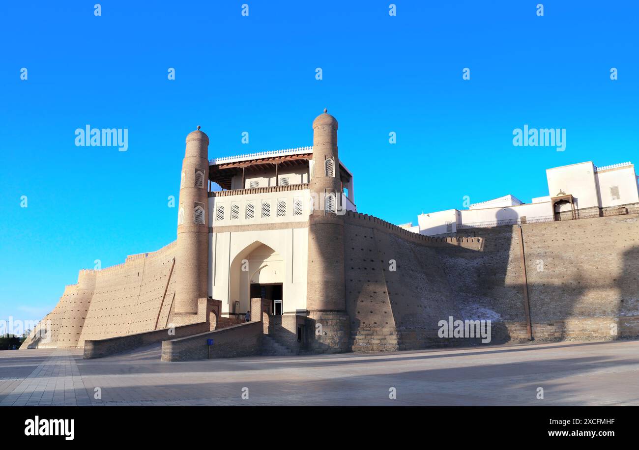 Entrance gates and brick fortress wall of Ark Citadel in old city of ...