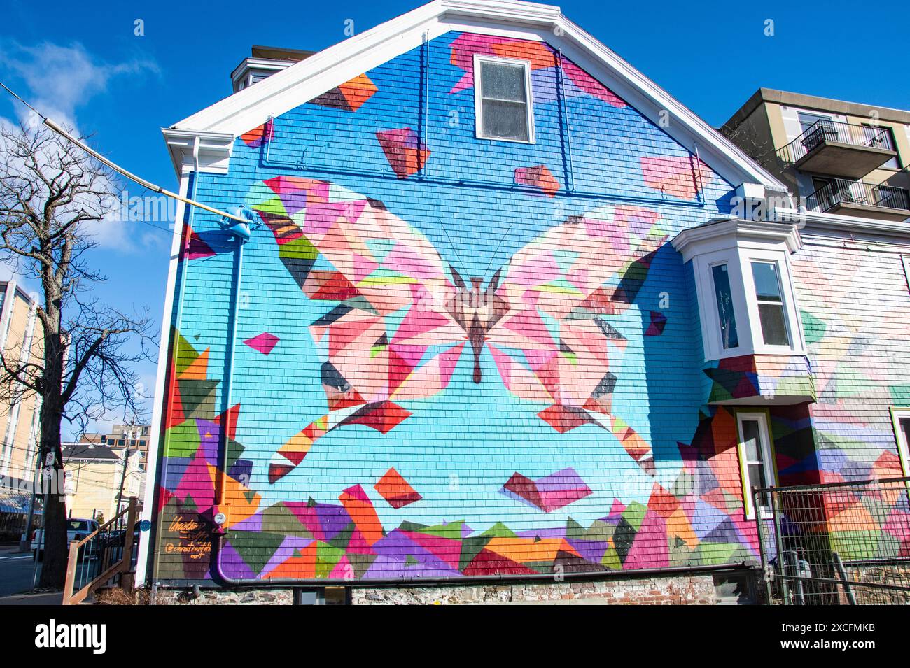 Butterfly mural on Laing House in downtown Halifax, Nova Scotia, Canada ...
