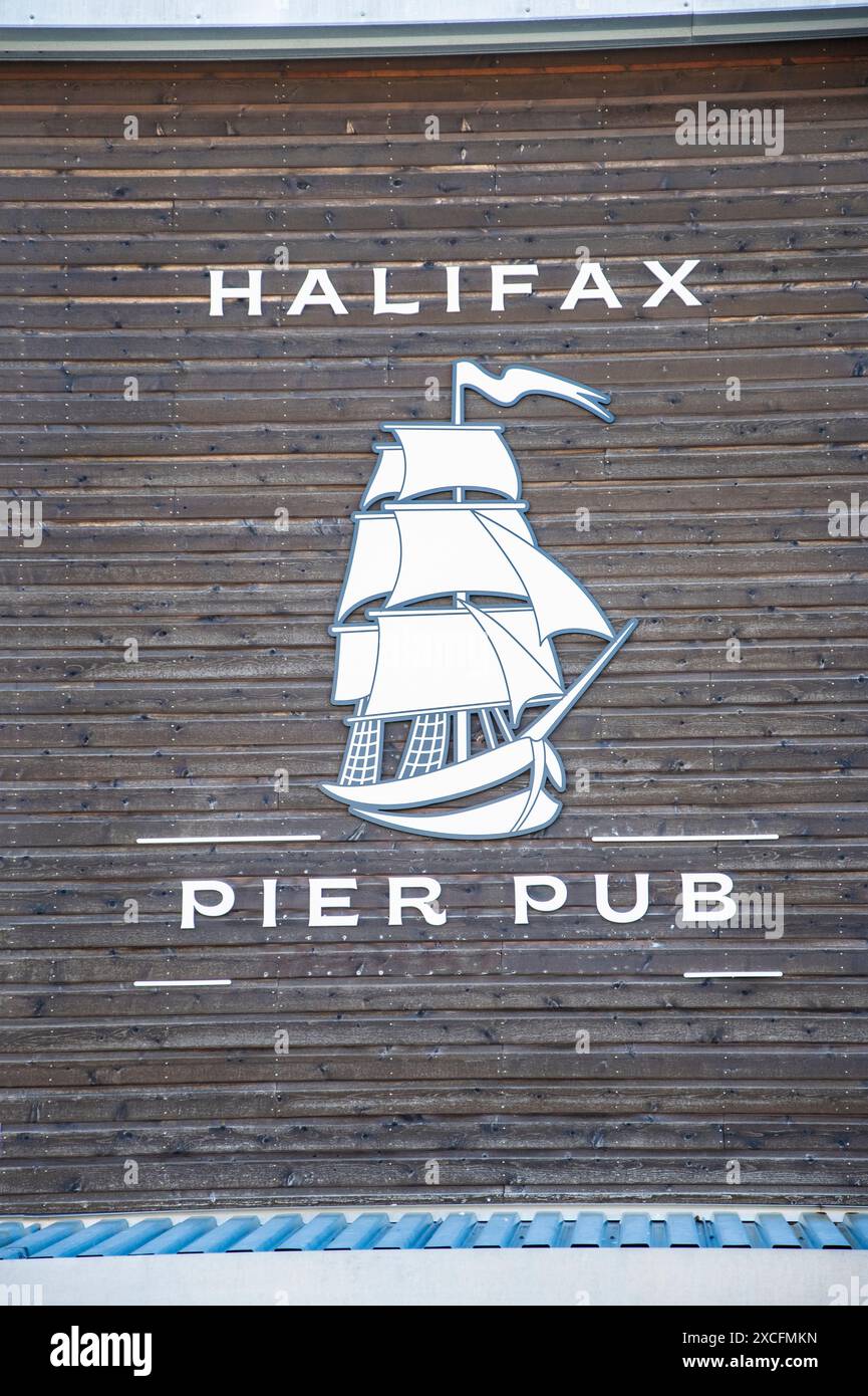 Halifax Pier Pub sign on Marginal Road at the seaport district in ...