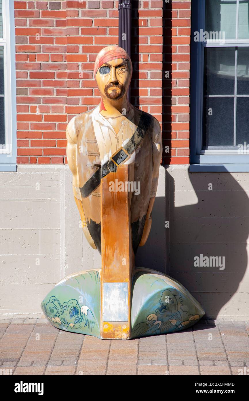 Bow figure heads on display at the seaport district in Halifax, Nova ...