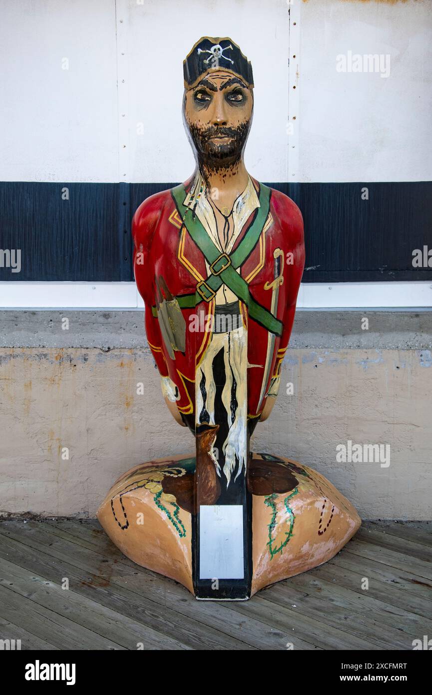 Bow figure heads on display at the seaport district in Halifax, Nova ...