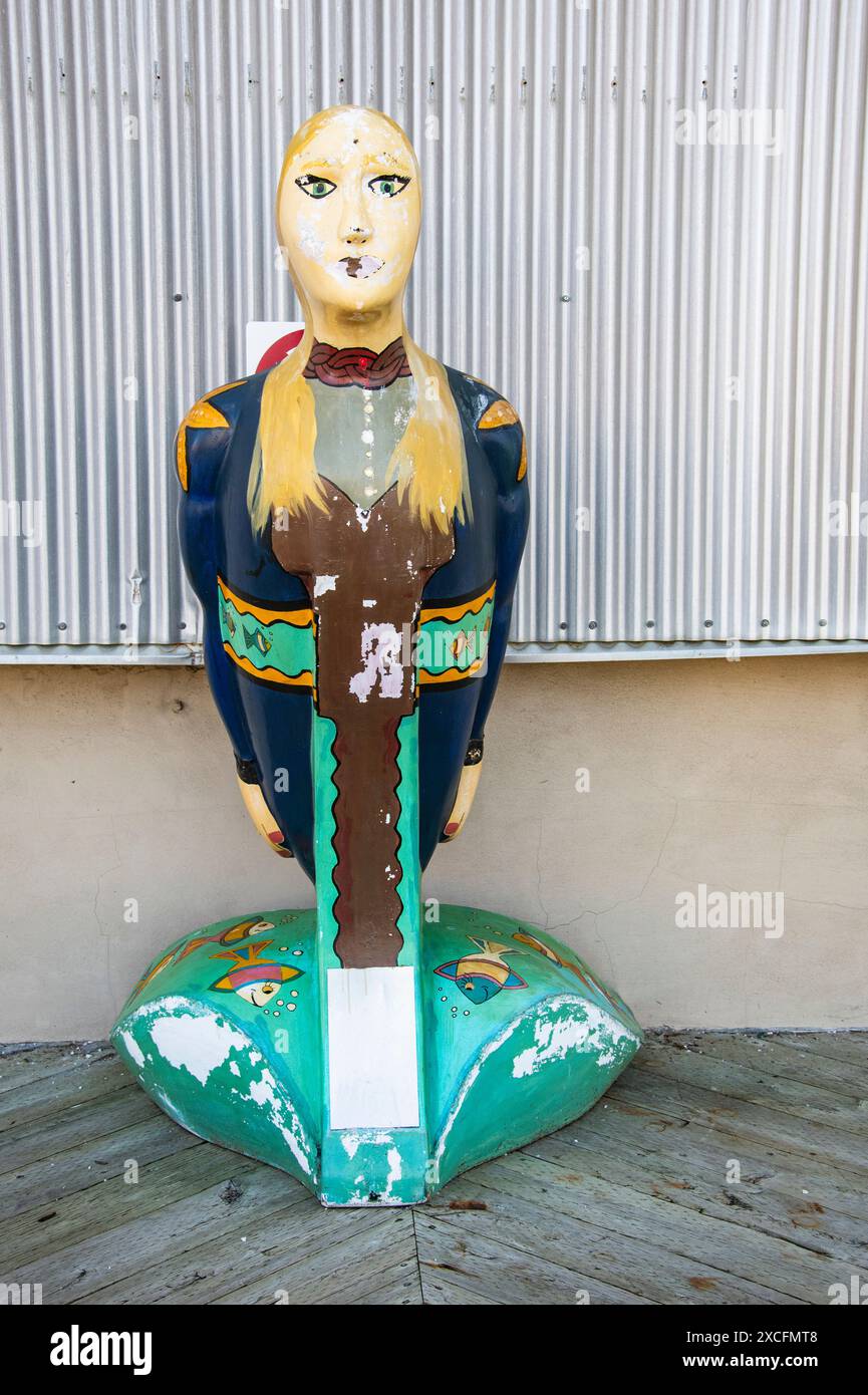 Bow figure heads on display at the seaport district in Halifax, Nova ...