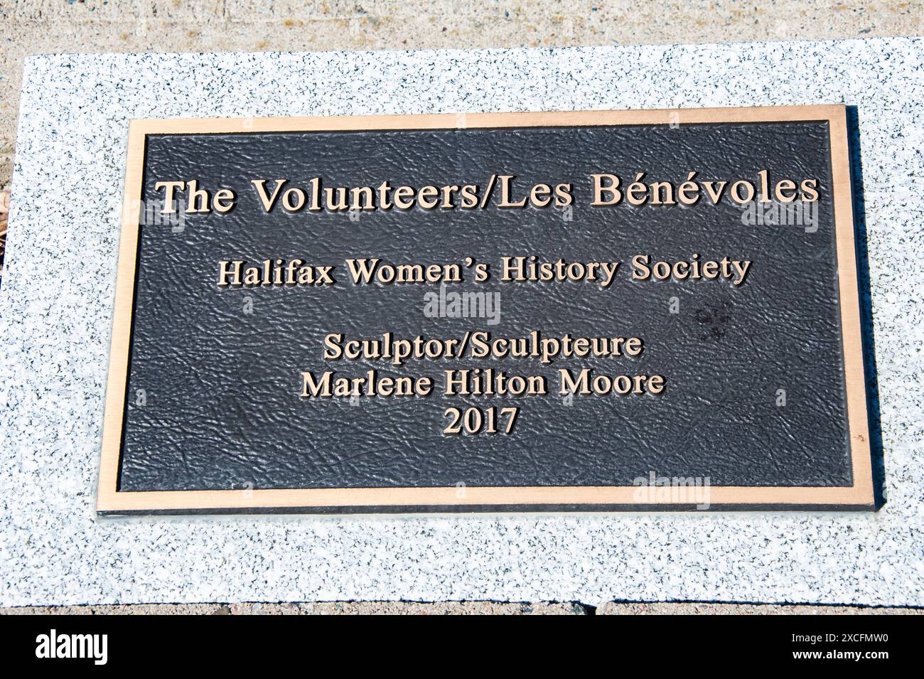 The Volunteers plaque at the waterfront boardwalk in Halifax, Nova ...