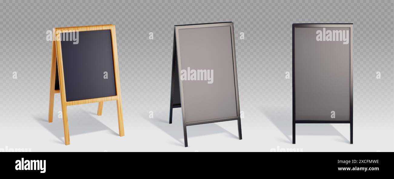 Blackboard stands set isolated on transparent background. Vector ...