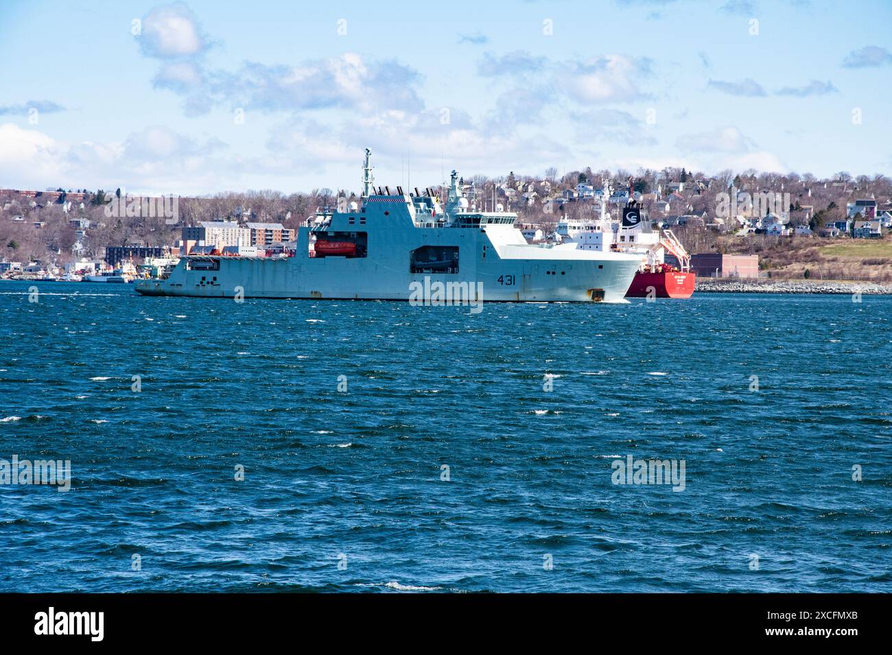 Canadian navy ship in the harbour in Halifax, Nova Scotia, Canada Stock ...