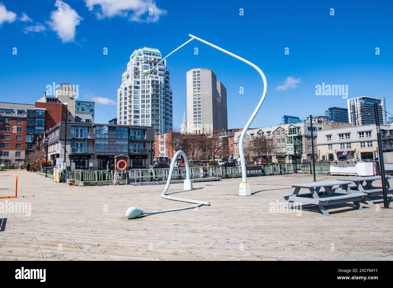 Drunken Lampposts sculpture at the South Battery Pier at the waterfront ...