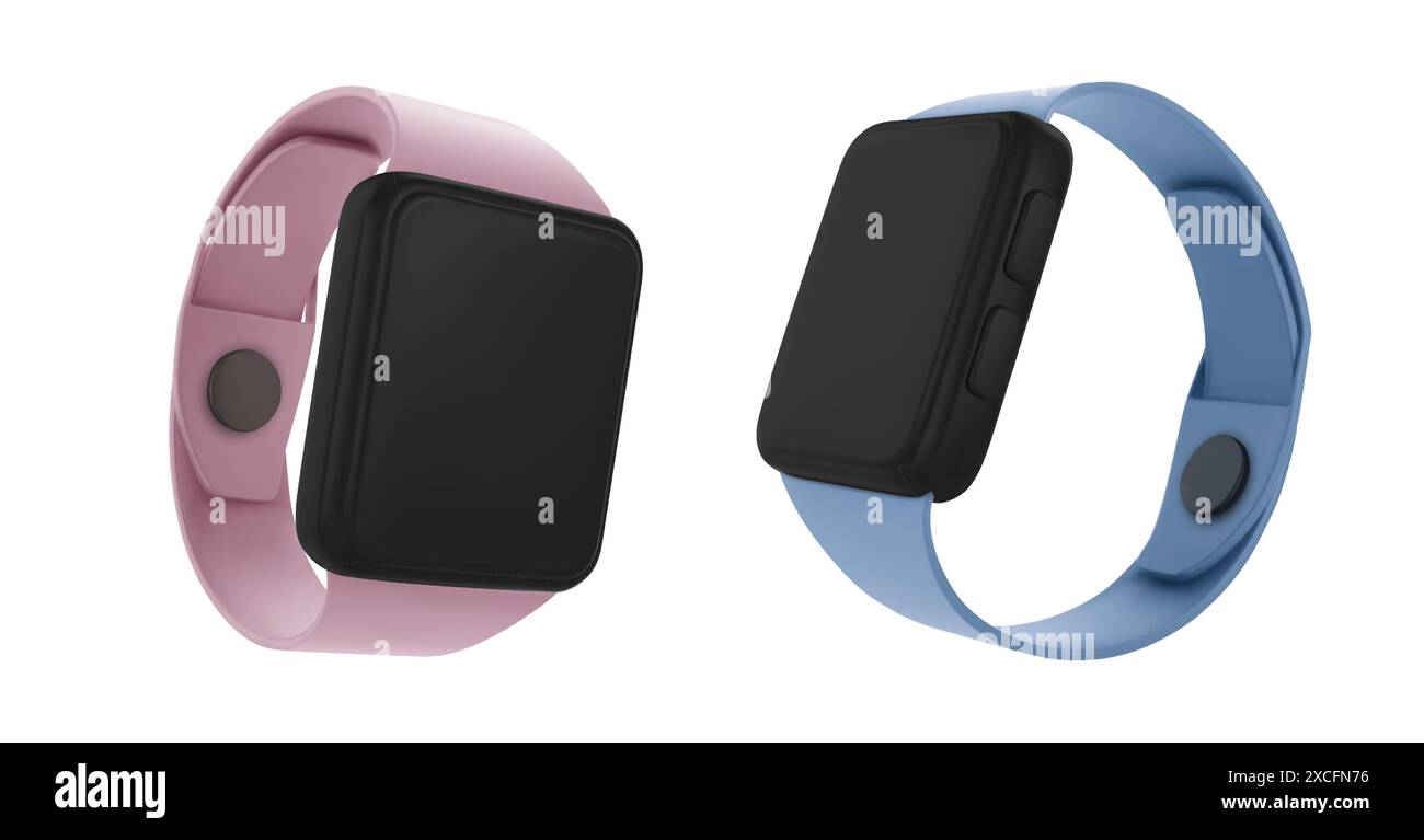 Smartwatch with blank screen and color wrist band side angle view ...