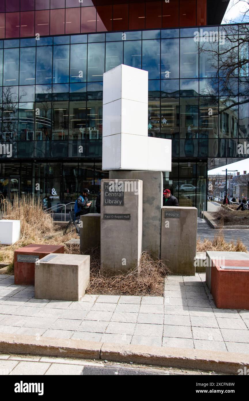 Halifax Central Library sign in downtown Halifax, Nova Scotia, Canada ...