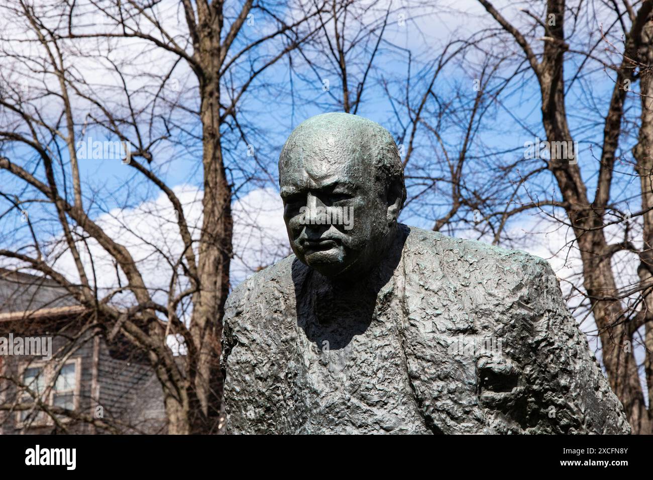 Statue of Sir Winston Churchill at Grafton Park in downtown Halifax ...