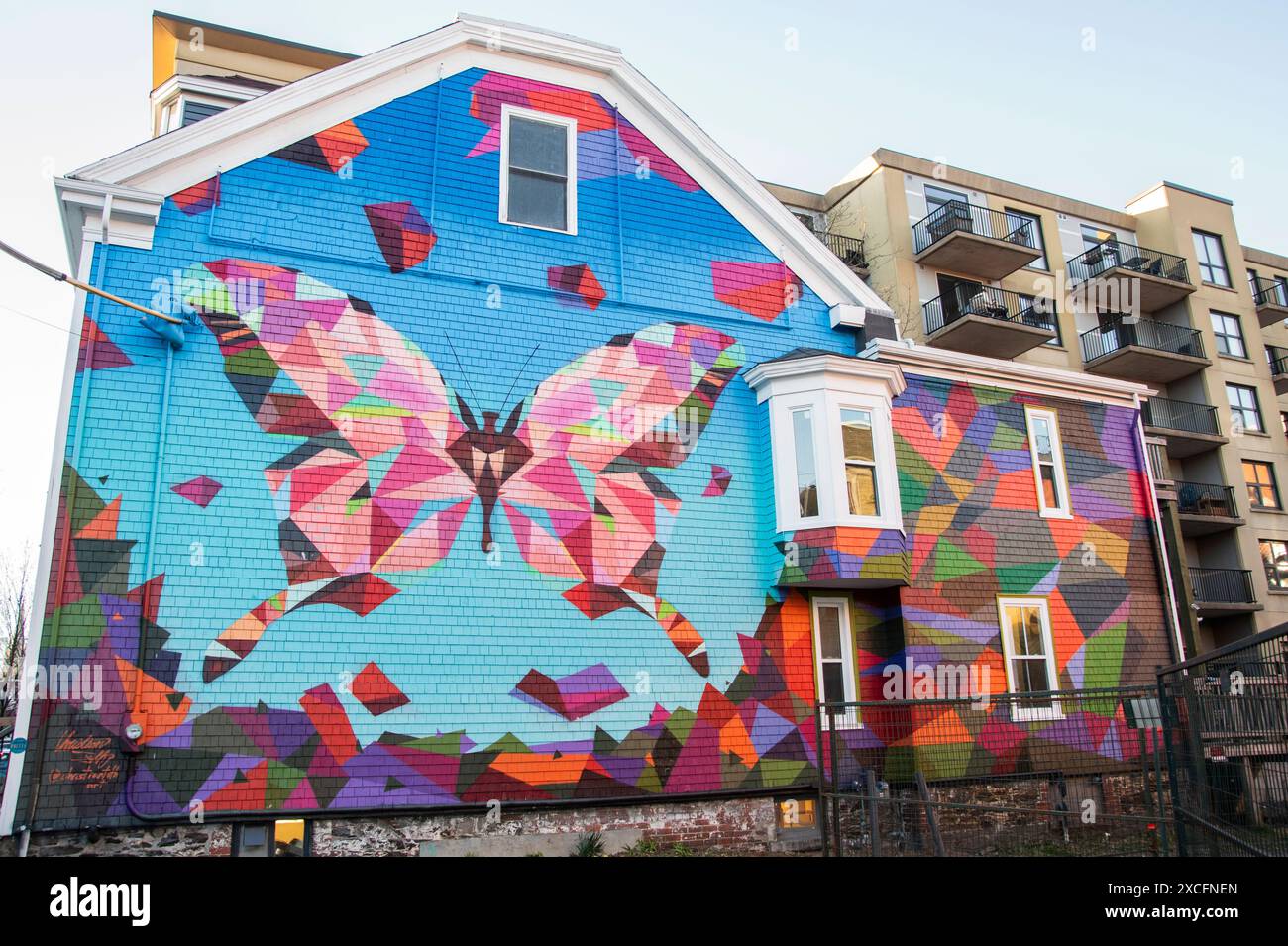 Butterfly mural on Laing House in downtown Halifax, Nova Scotia, Canada ...