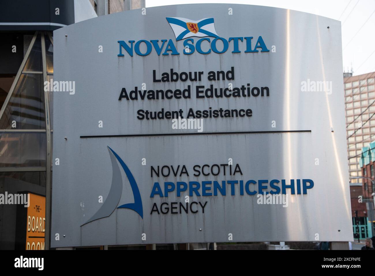 Labour and Advanced Education sign on Barrington Street in downtown ...