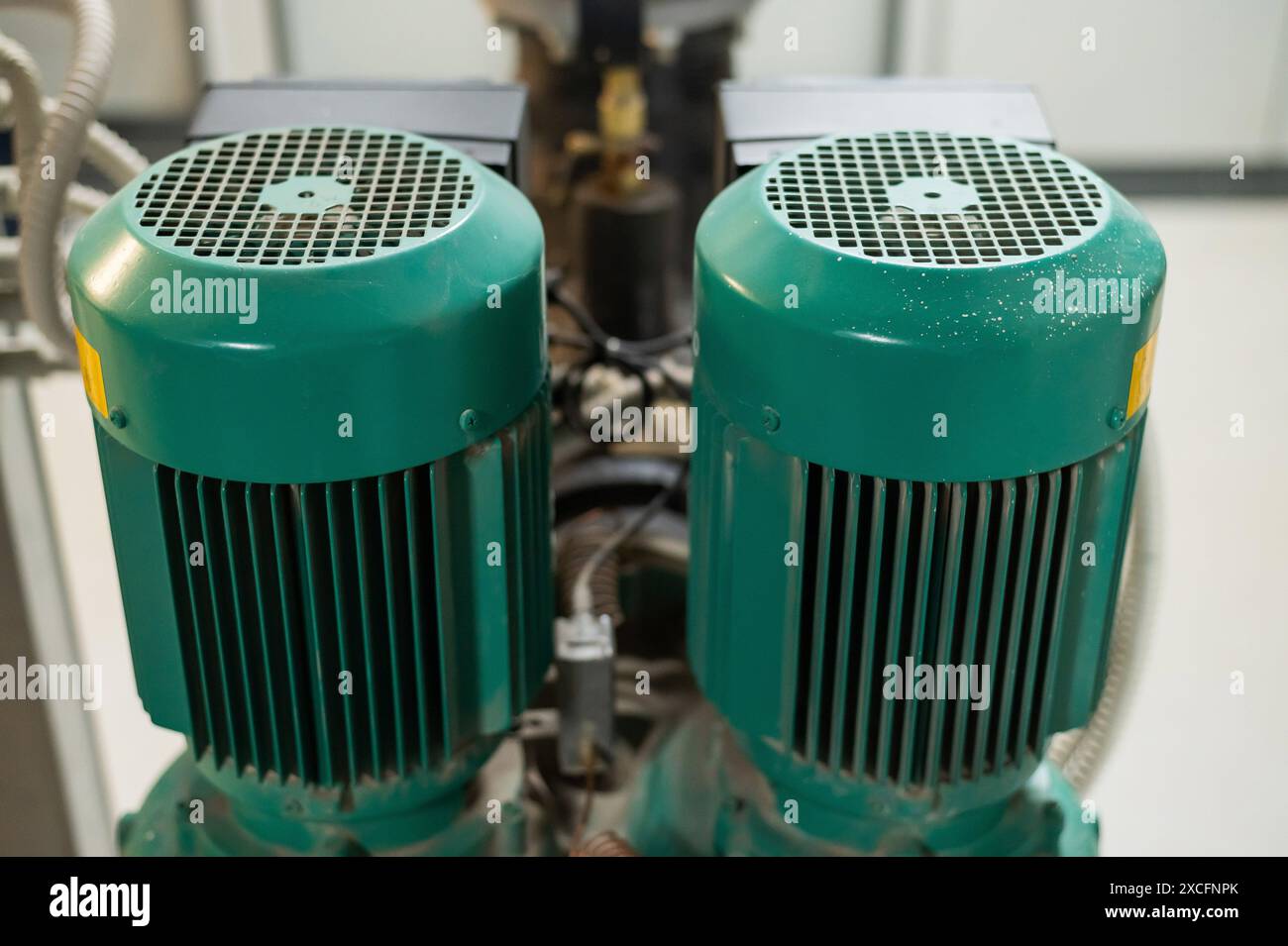 Close-up of the green circulation pump. Booster pumping station Stock ...