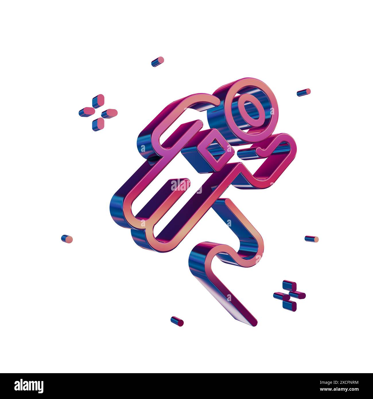 3D Neon Retro Icon - Astronaut with Floating Symbols Stock Photo - Alamy