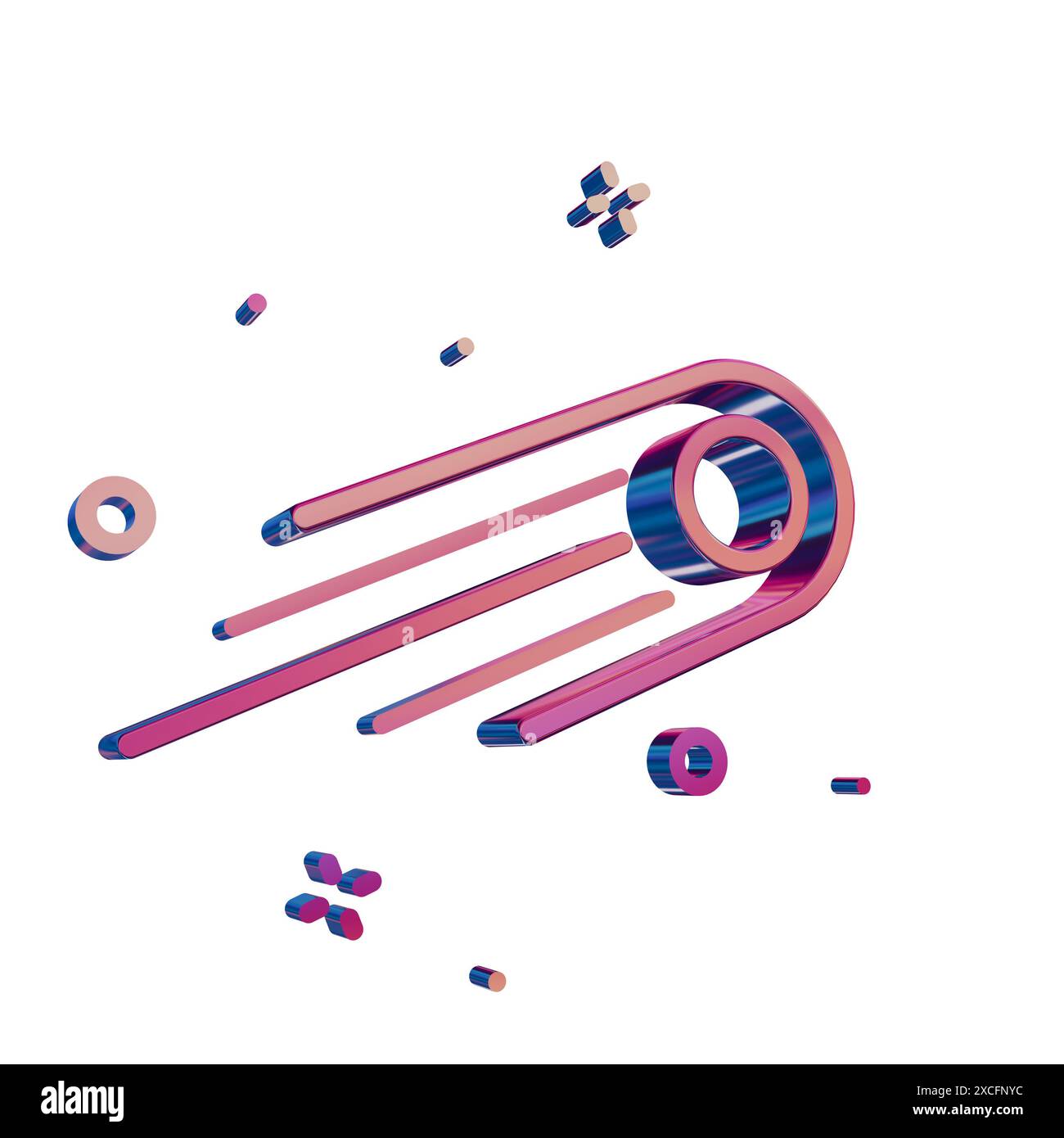 3D Neon Retro Icon - Comet with Floating Symbols Stock Photo - Alamy