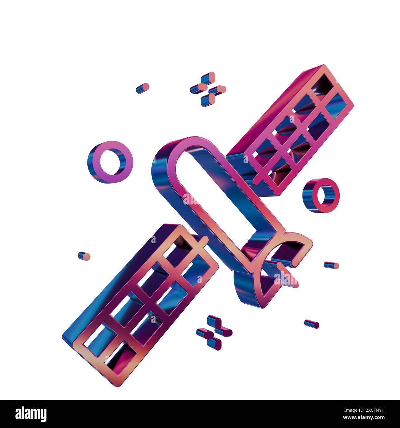 3D Neon Retro Icon - Satellite with Floating Symbols Stock Photo - Alamy