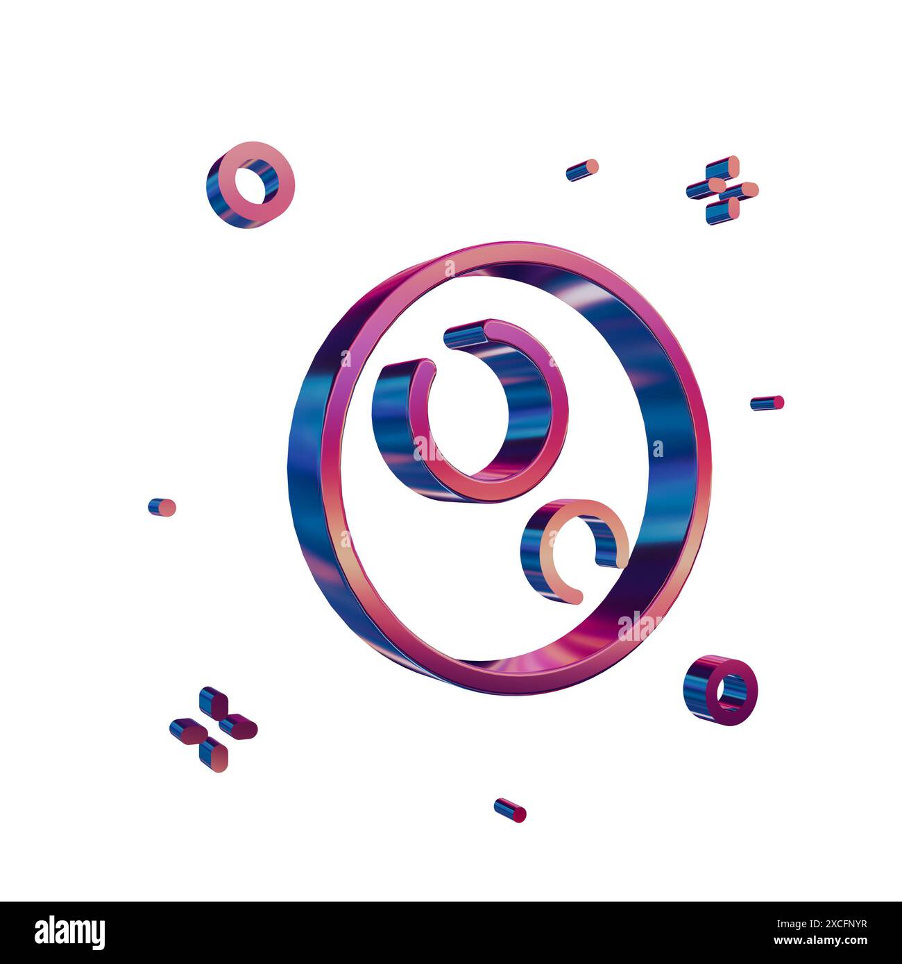 3D Neon Retro Icon - Planet with Floating Symbols Stock Photo - Alamy