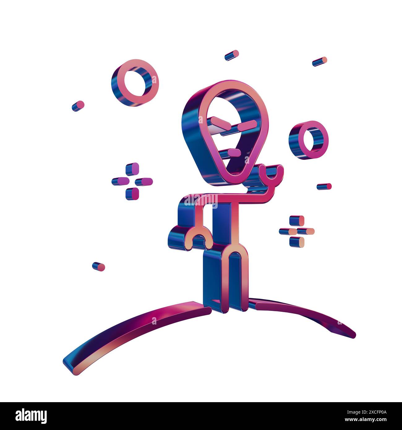 3D Neon Retro Icon - Alien Life with Floating Symbols Stock Photo - Alamy