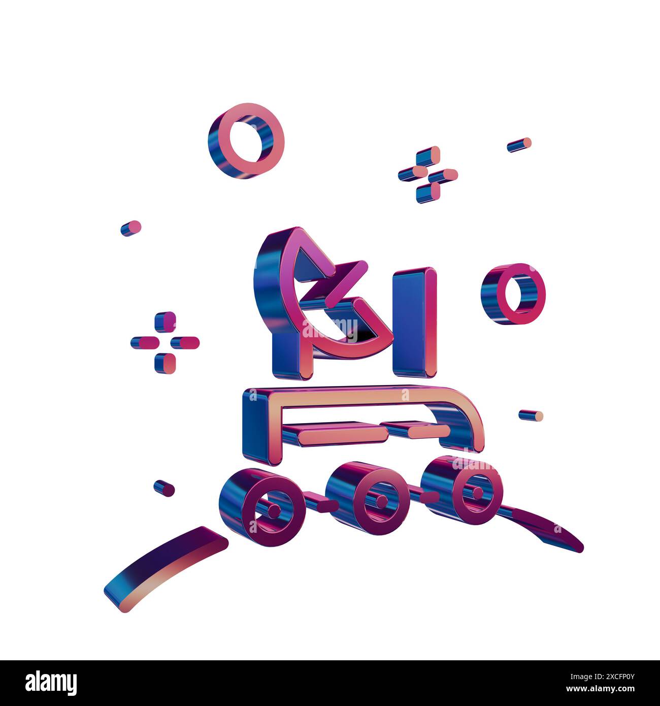 3D Neon Retro Icon - Rover with Floating Symbols Stock Photo - Alamy