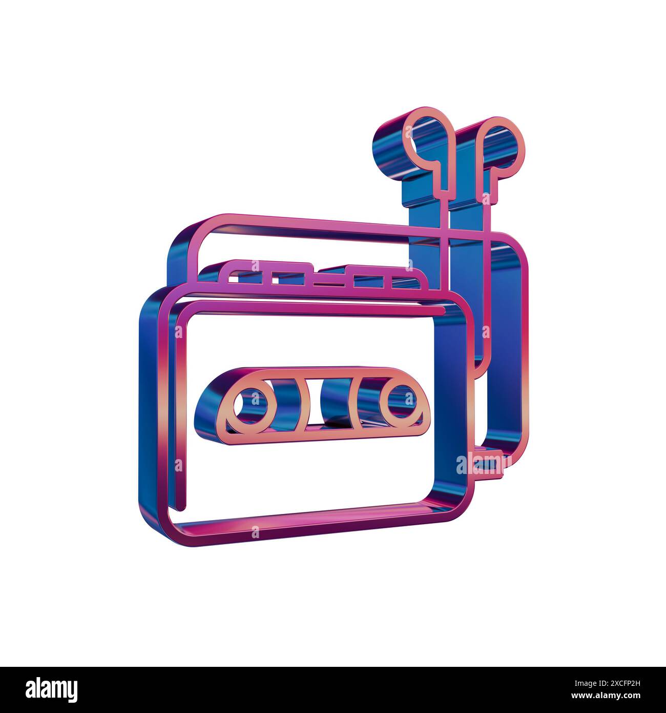 3D Neon Retro Icon - Walkman with Earphones Stock Photo - Alamy