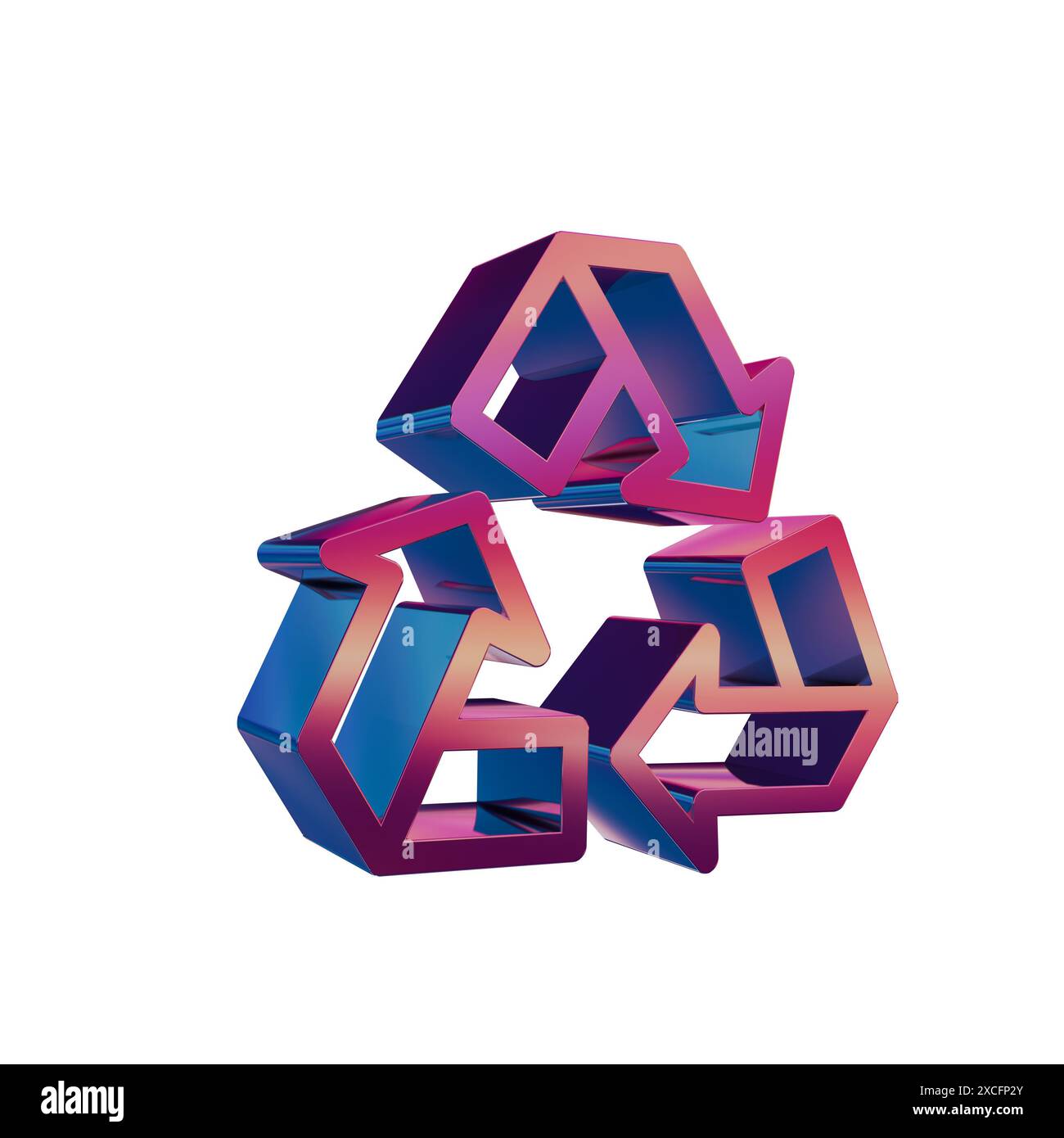 3D Neon Retro Icon - Recycling Symbol with Arrows Stock Photo - Alamy