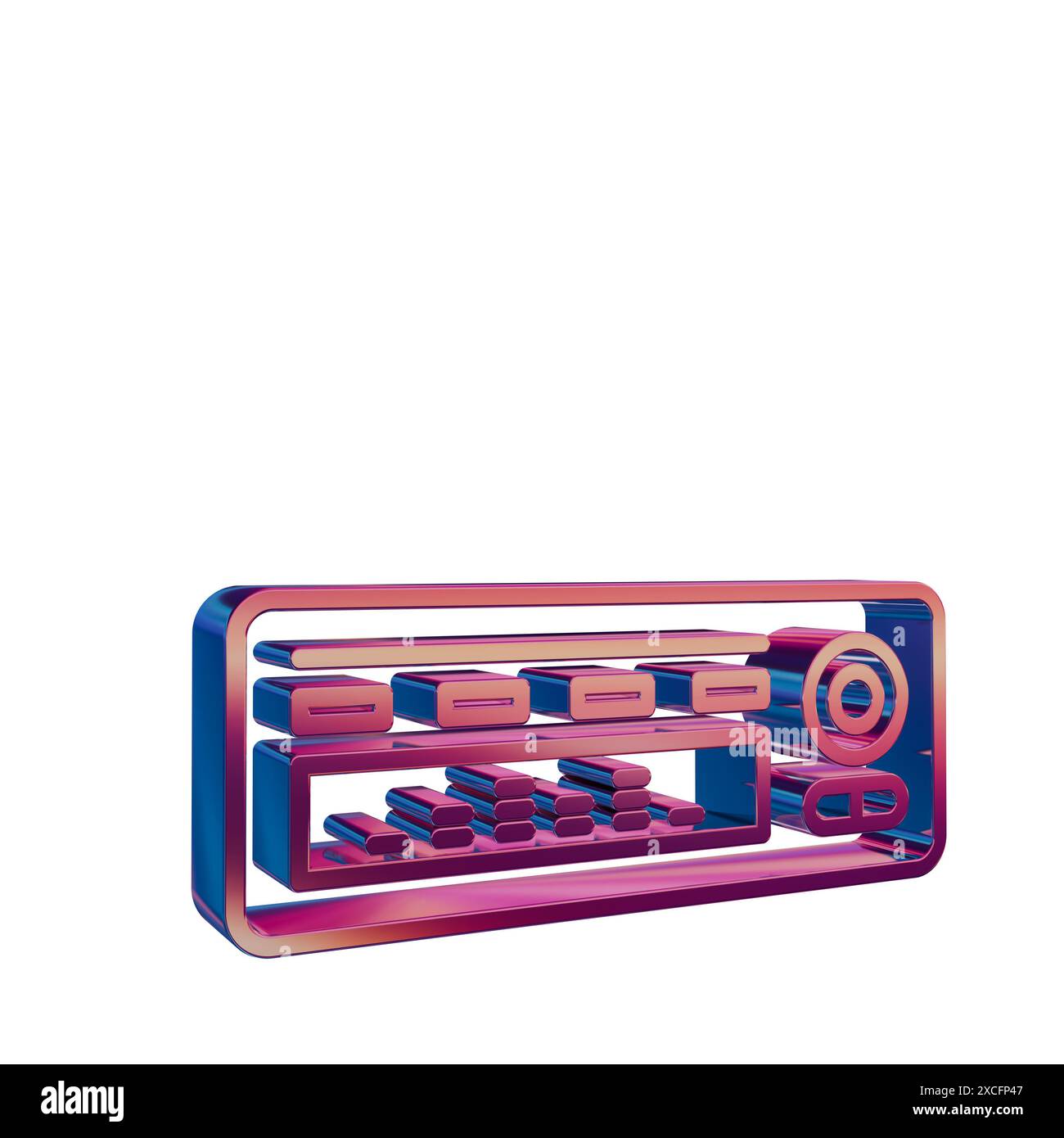 3D Neon Retro Icon - Retro Car Radio Stock Photo - Alamy