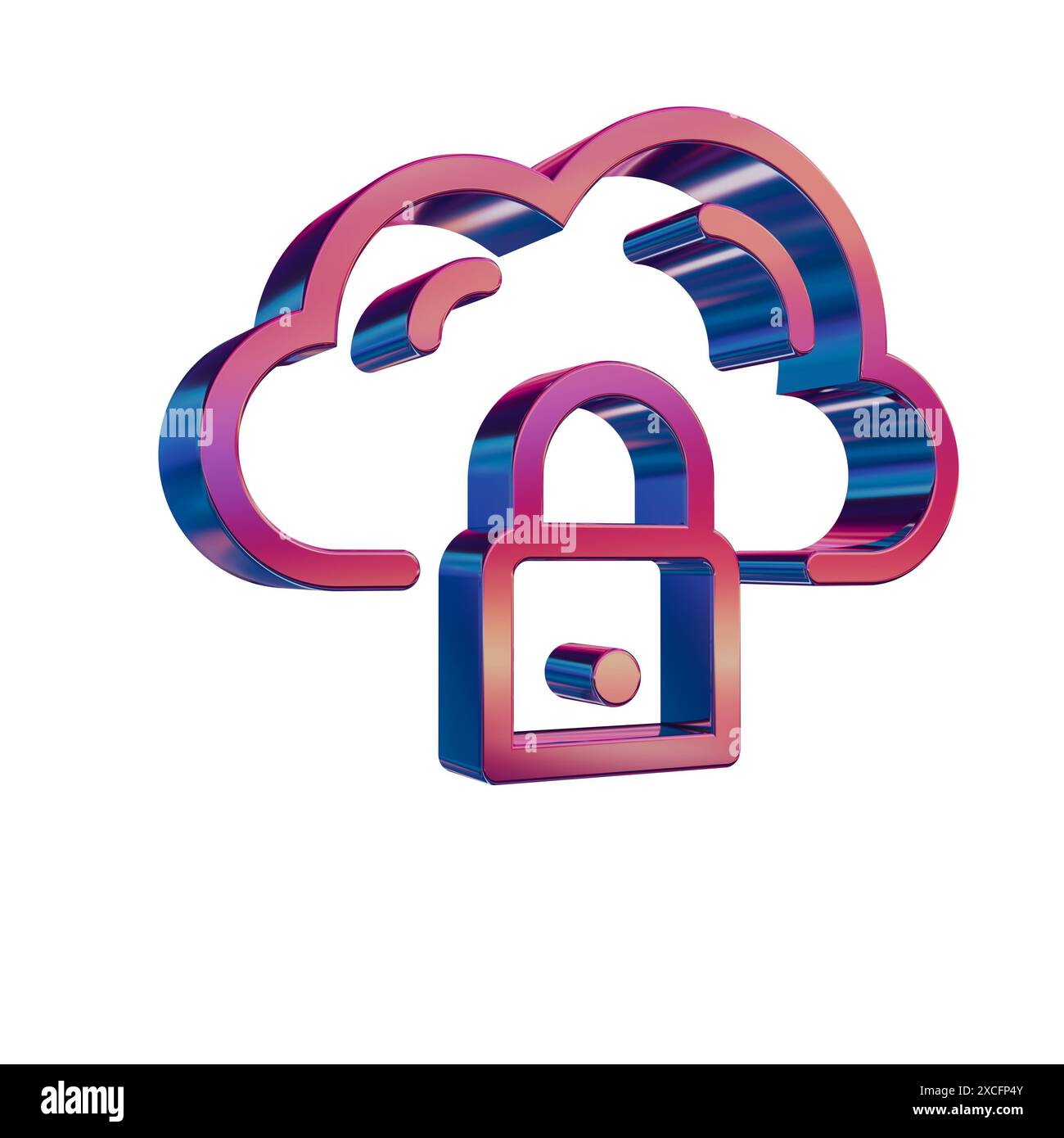 3D Neon Retro Icon - Cloud with Database Security Stock Photo - Alamy