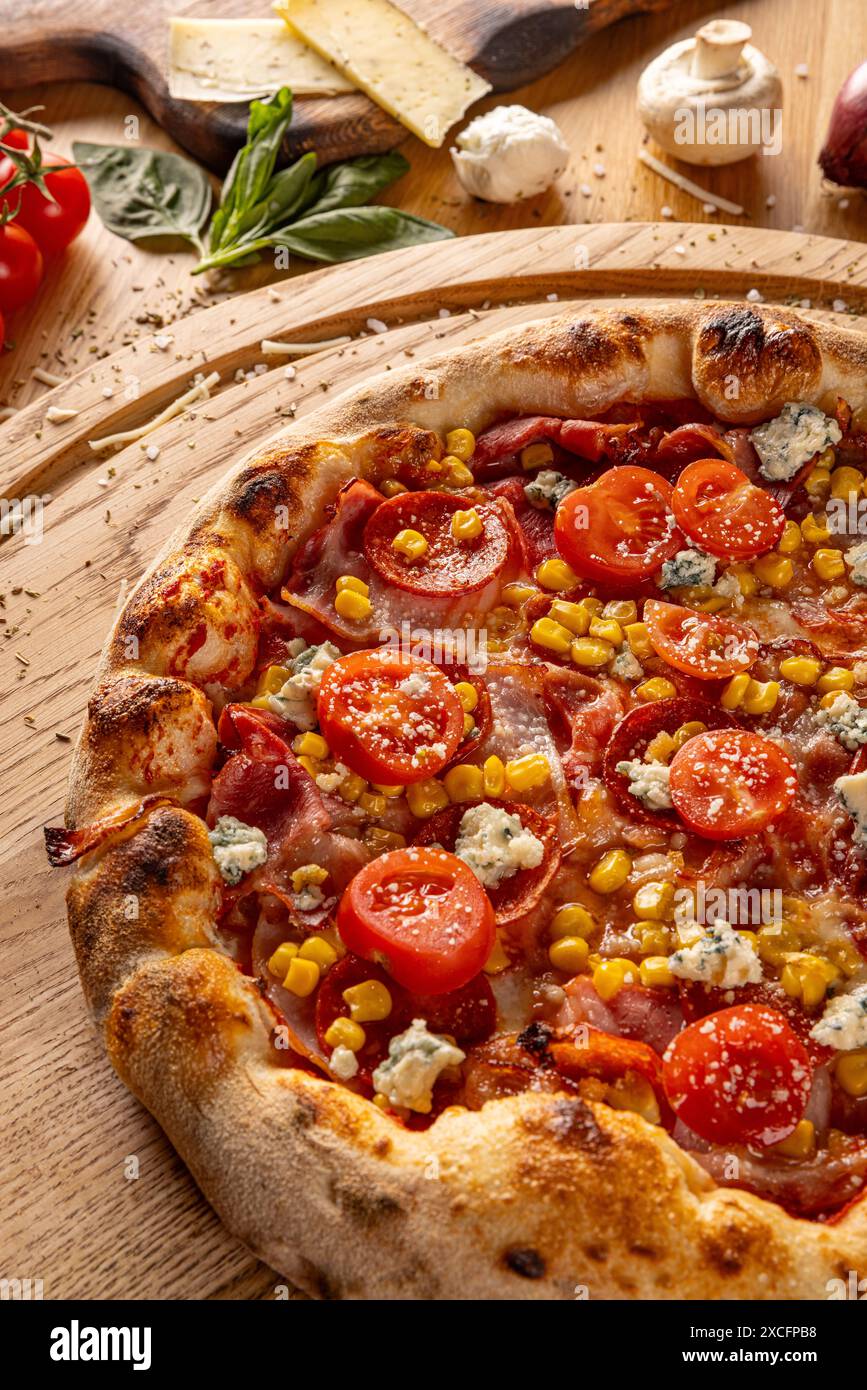Italian pizza cheese sausages hi-res stock photography and images - Alamy