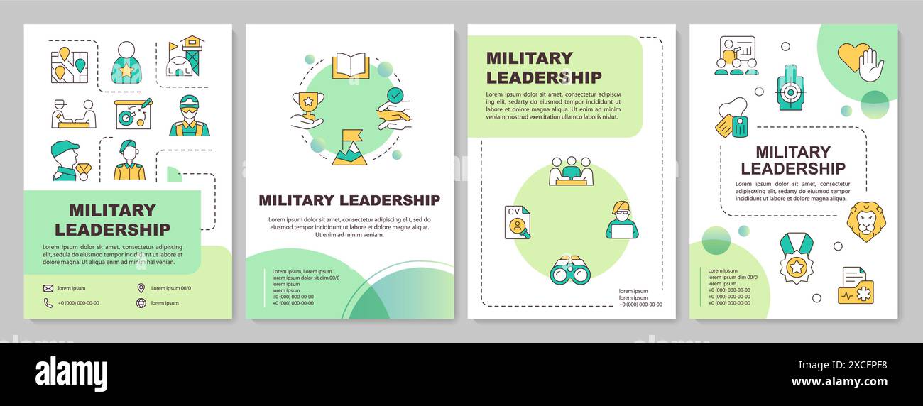 Military leadership benefits green circle brochure template Stock ...