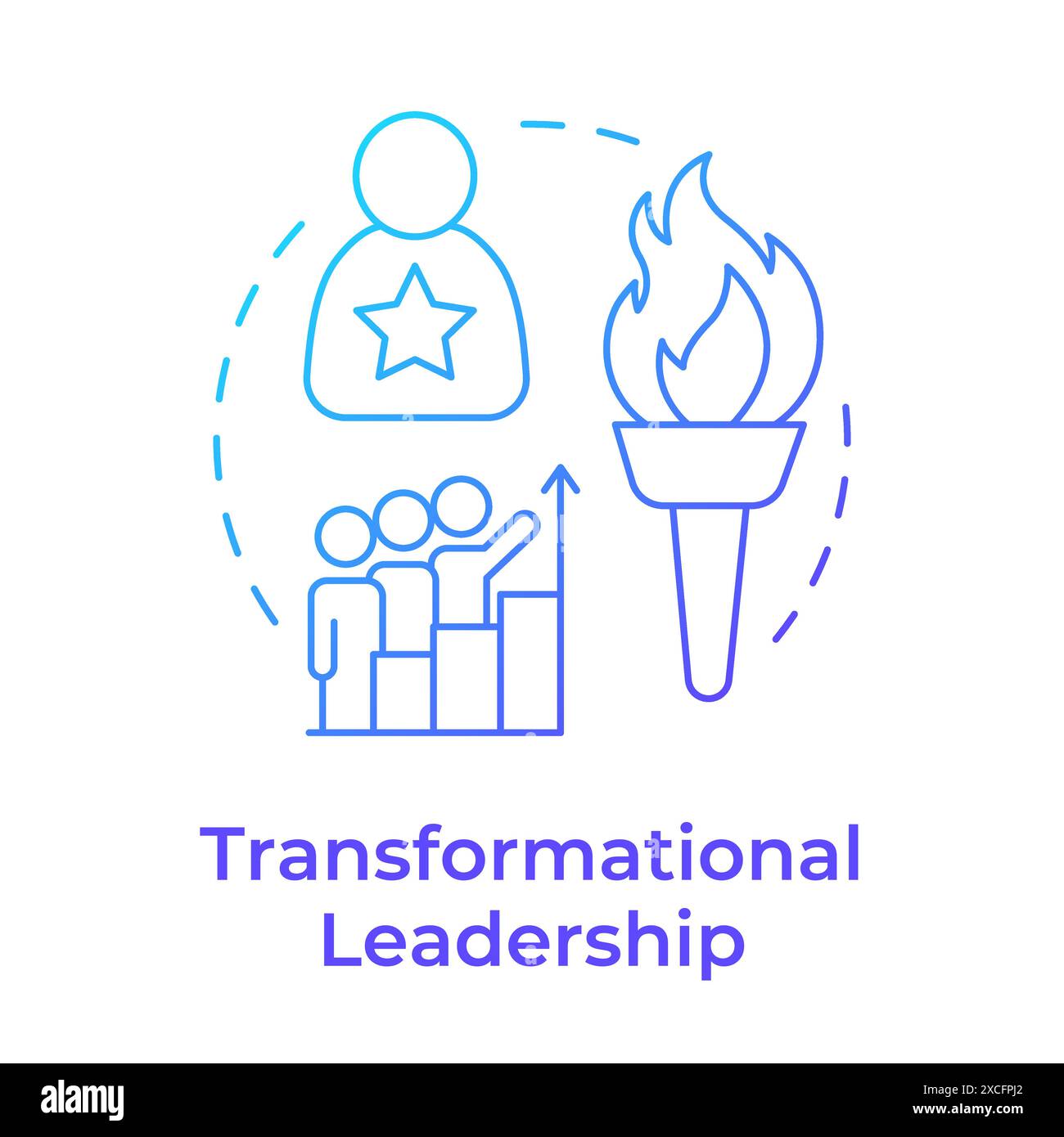 Transformational Leadership Blue Gradient Concept Icon Stock Vector