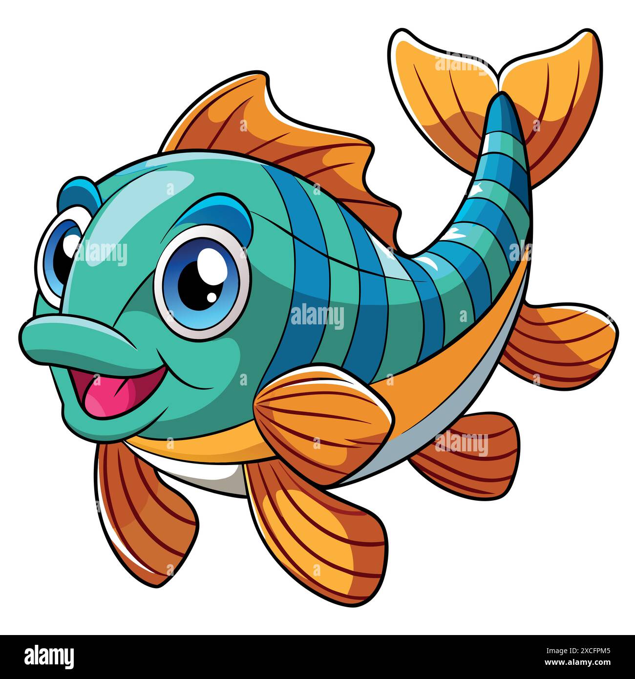 Bowfin fish walks vector kawaii. AI generated image. Clipart cartoon ...