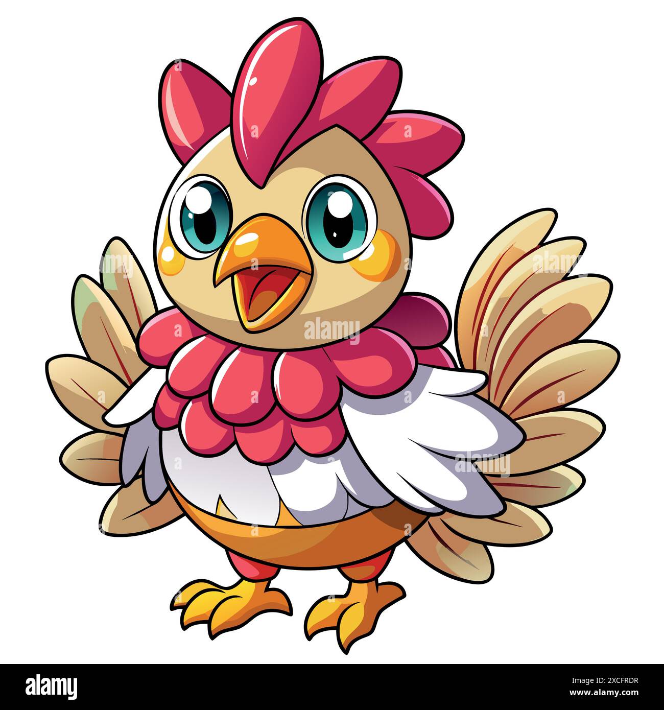 Brahma Chicken stay vector kawaii. AI generated image. Clipart cartoon ...