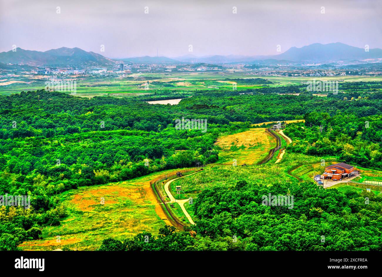 Kaesong town in North Korea as seen from the Demilitarized Zone in ...