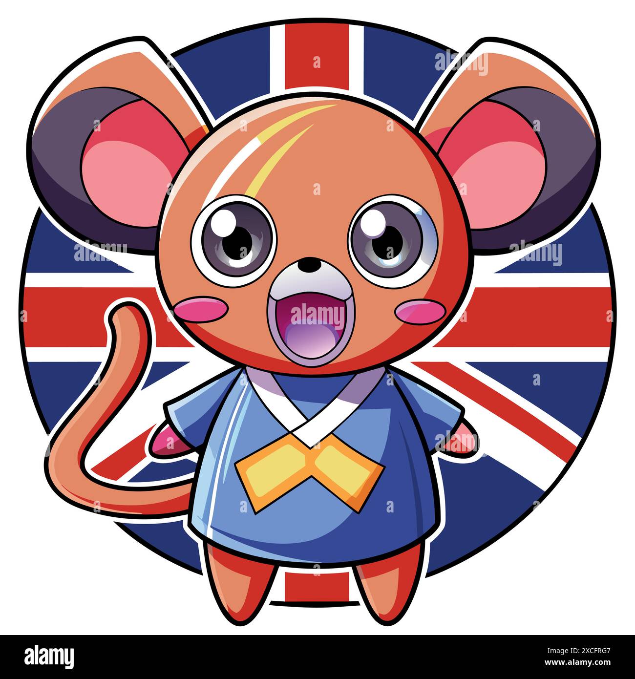 British Mouse knocks vector kawaii. AI generated image. Clipart cartoon ...