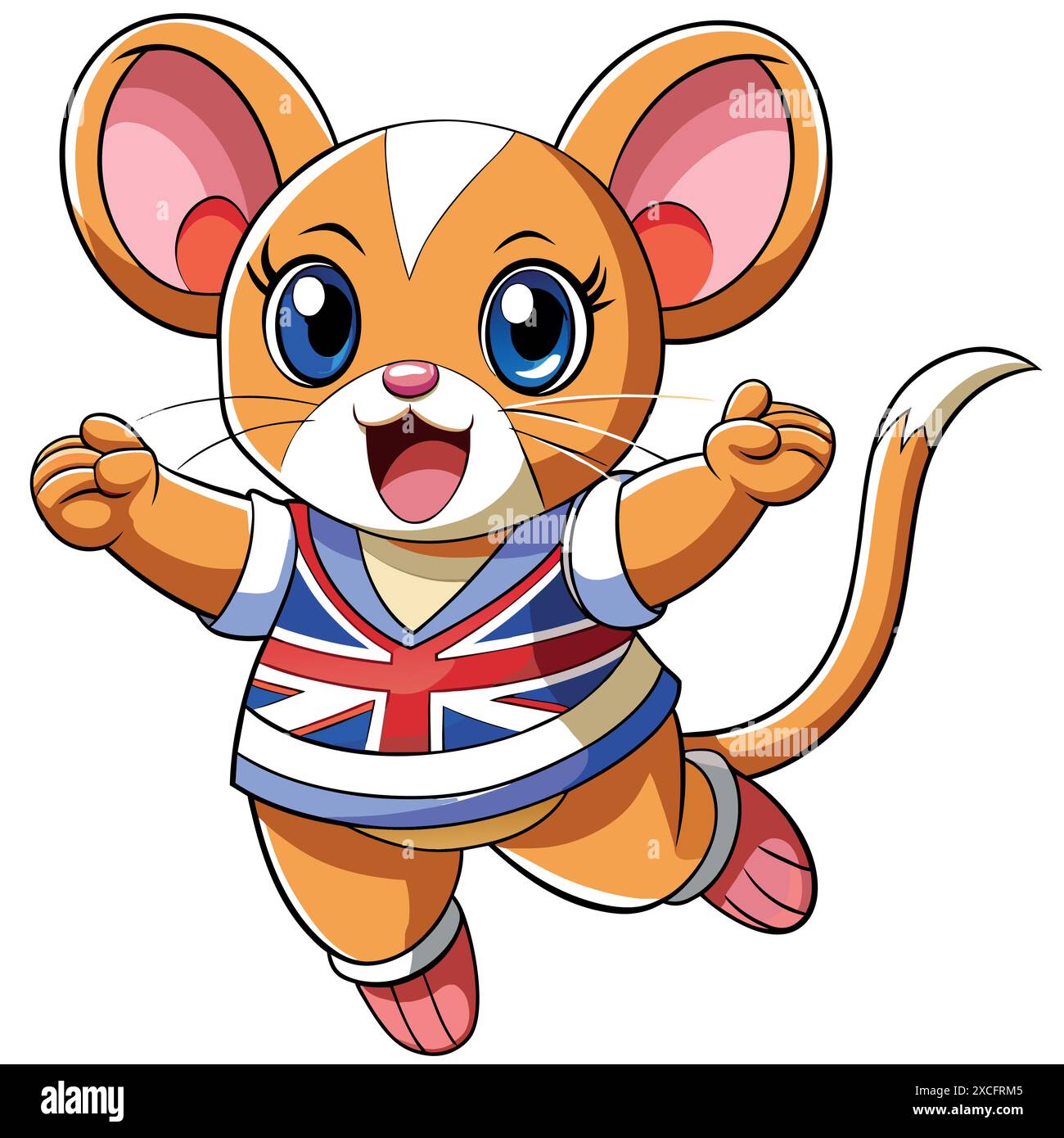 British Mouse jumps vector kawaii. AI generated image. Clipart cartoon ...