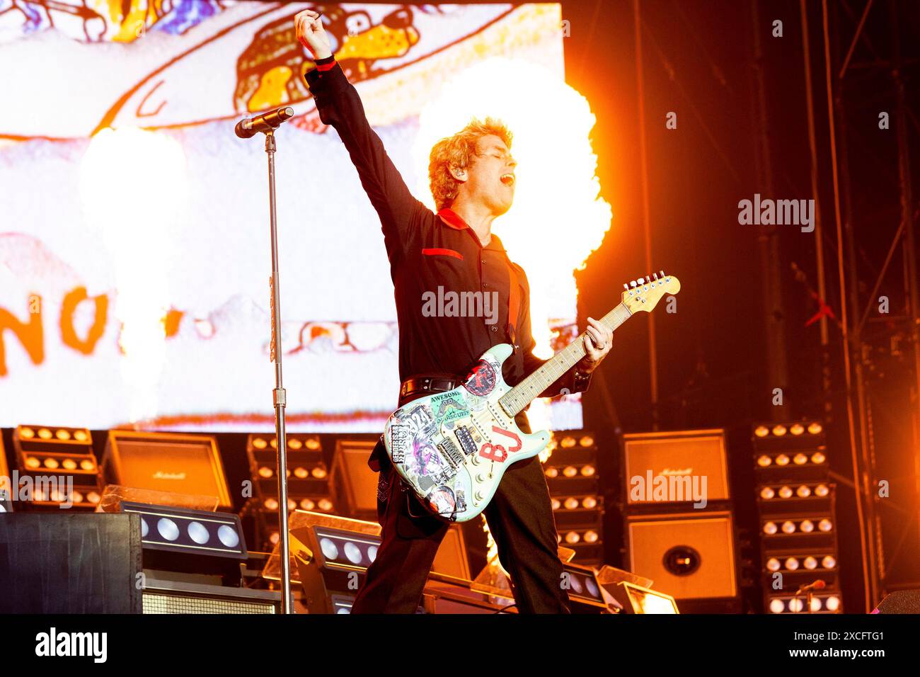 Billie Joe Armstrong of Green Day performs live in concert during the ...