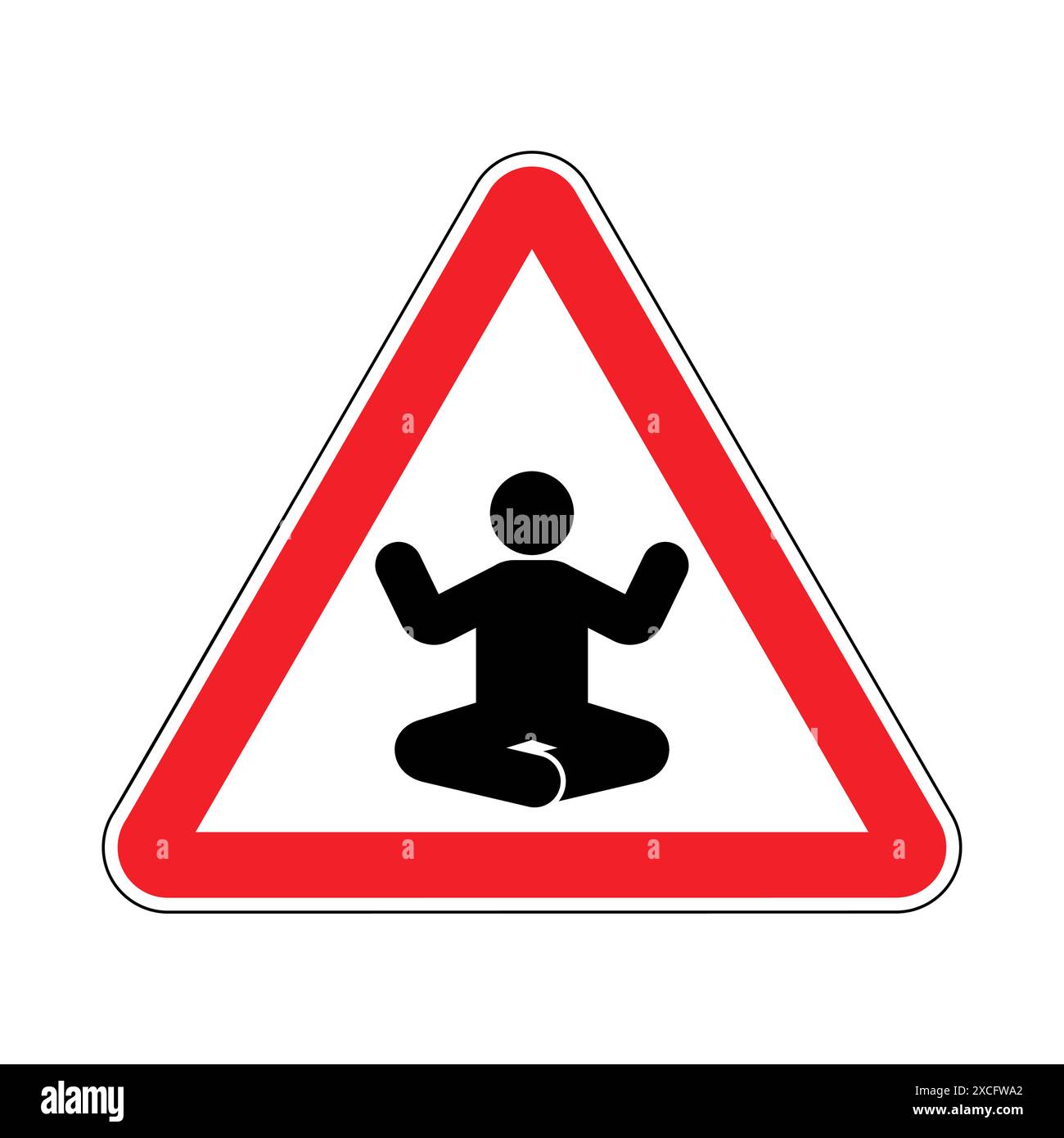 Attention Yoga sign. Caution yoga pose. Red road sign Stock Vector ...