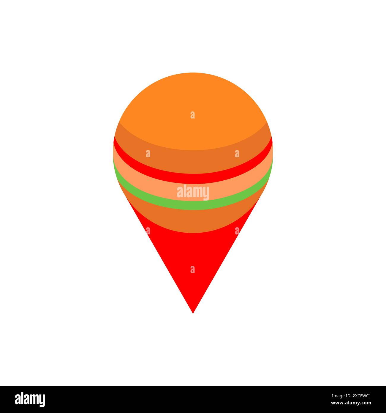 Burger location symbol of map. Fast food location sign of pin. Mark on ...